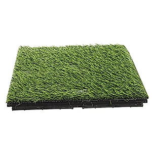 Yardwe 4pcs Synthetic Fake Grass Fake Lawn Grass Imitation Grass Fake Grass Rug Fake Green Dog Grass Mats Fake Lawn Mat Interlocking Turf Tiles Grass Tile Mat Faux Rug Artificial Paver or