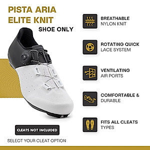 Tommaso Pista Elite Women's Cycling Shoes Dual Cleat Compatibility Spin Shoes, Indoor Cycling Bike, Road Bike Shoes, Sport Bike No Cleats - Compatible with SPD, SPD-SL & Look Delta Cleats - White 40