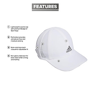 adidas Women's Superlite 2 Relaxed Adjustable Performance Hat, White/Silver Reflective, One Size