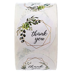 500 Pcs/Roll 1.5inch Thank You Stickers with Flowers Holiday Envelope Adhesive Sticker Craft Stickers Scrapbooking Decorative Sealing Stickers for Christmas Gifts, Wedding, Party
