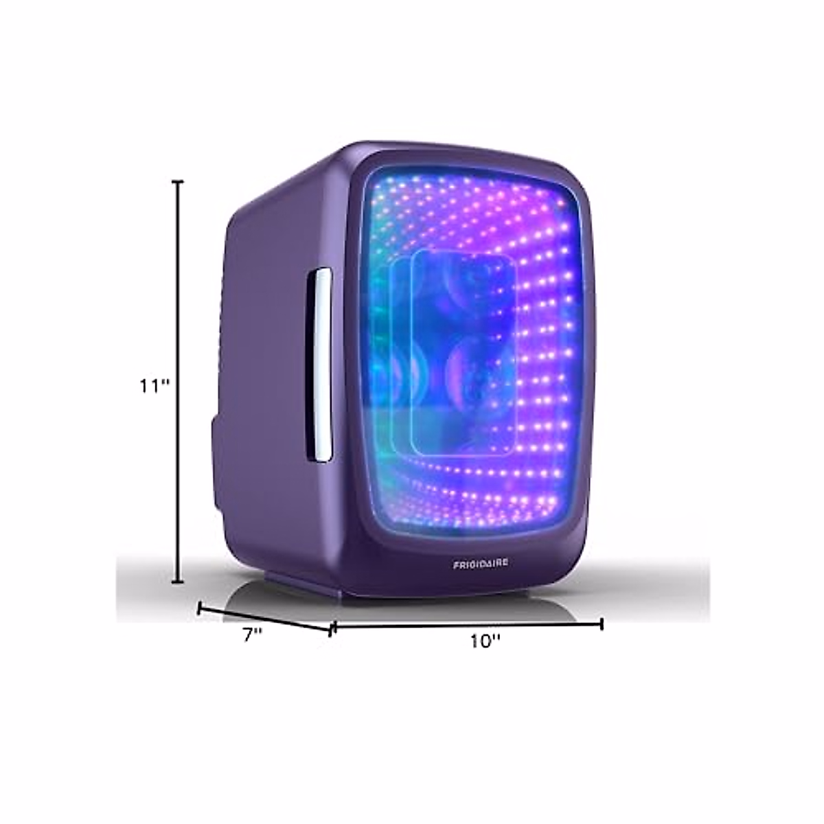 Frigidaire Mini Fridge Cooler, Holds Up to 6 Cans, Portable Fridge for Car, Office, Bedroom, Dorm Room, or Cabin, Gaming Light Up Mini Beverage Refrigerator - 9.84"D x 7.09"W x 10.35"H (Purplehaze)