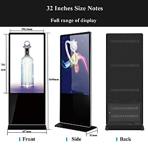 32 Inch Digital Signage Kiosk,Vertical Floor Standing Touch Screen Advertising Machine,1920 * 1080px Automatic Media Commercial Interactive Advertising Display Screen,32inches