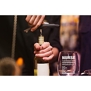 Nurse Nutritional Facts 15oz Stemless Crystal Wine Glass - Nurse Graduation Ideas - Nurses Appreciation Week for Essential Worker - CBT Wine Glasses