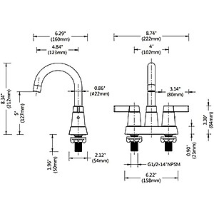 Bathroom Faucet Oil Rubbed Bronze 2 Handle Bathroom Sink Faucet 360 Degree High Arc Swivel Spout Centerset 4 Inch Centerset Bathroom Faucet for RV Bathroom Vanity Lavatory