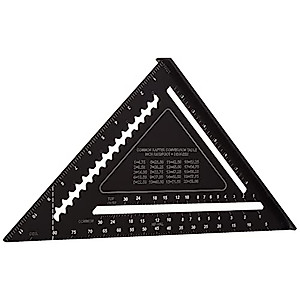 Johnson Level & Tool 1904-1200 Johnny Square Professional Easy-Read Aluminum Rafter Square, 12", Black, 1 Square