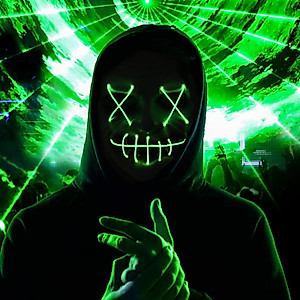 Light Up Skull Mask, Halloween Creepy LED Skeleton Mask for Cosplay, Adults… (Joker)
