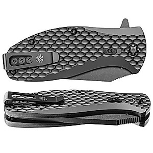 Off-Grid Knives - Badger EDC Knife, Cryo D2 Blade Steel, Grippy G10 Scales, Safety Grid-Lock, Reversible Tip-Up Deep Pocket Clip (Blackwash)