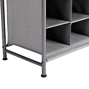 BirdRock Home 16 Cubby Shoe Rack Organizer with 4 Drawers - Grey - Free Standing Cabinet for Closet - Sturdy Metal Frame - Space Saver - Bedroom Organization