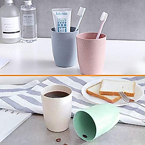 DeeCoo Eco-friendly Unbreakable Reusable Drinking Cup (12 OZ), Wheat Straw Stackable，Biodegradable Healthy Tumbler Set 15, Reusable Bathroom Drinking Cup，Dishwasher Safe