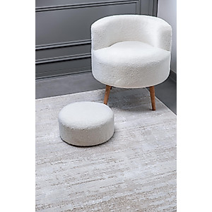 CAMILSON Living Room Rugs Modern Luxury 4x6 Vintage Abstract Area Rug Soft Medium Pile Stain Resistant Easy-Cleaning Non-Shedding for Living Room Office Indoor Carpet (4 x 6 / Beige - White)