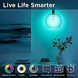 iHome Spectra Smart Spiral Edison RGBW Multicolor LED Light Bulb, G25/E26, 440 Lumens, 5.5W (40W Equivalent), Tunable and Dimmable Color Changing WiFi Smart Bulb, Works with Alexa and Google Home
