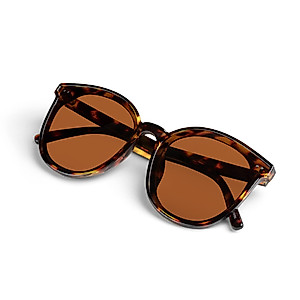EVEE Classic Round Retro Sunglasses for Women and Men with Polarized Lens - (Billie) (Brown Tortoise)