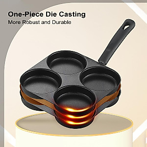 YUNYDSM Egg Pan, 4-Cup Egg Pan, Aluminum Egg Cooker Pan, Thickened Material, Non Stick, Easy to Clean, Strong and Durable, Suitable for Gas Stoves, Induction Cookers, Ceramic Stoves, Halogen.