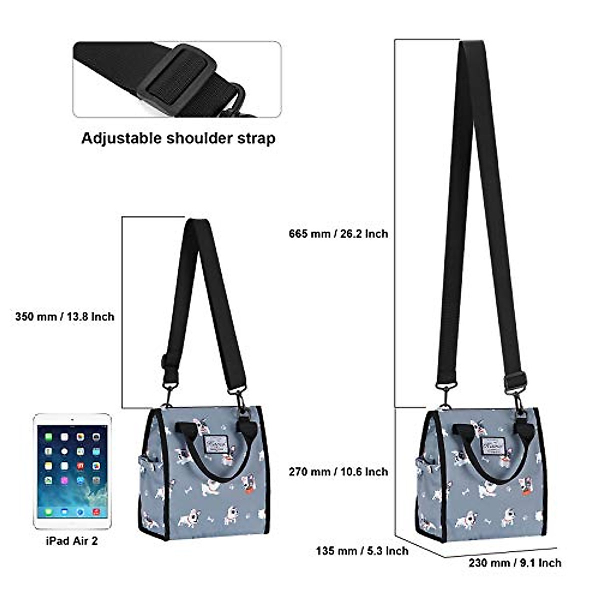 Kamo Lunch Bags for Women Insulated Lunch Tote Bag Lunchbox Container for Work Travel Beach Adjustable Shoulder Strap