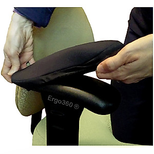 Ergo360 Soft Neoprene Chair Arm Pad Covers Stretch Over Armrests 9" to 10.5". Restore, Protect and Cushion. Complete Set of 2. Made in The USA.