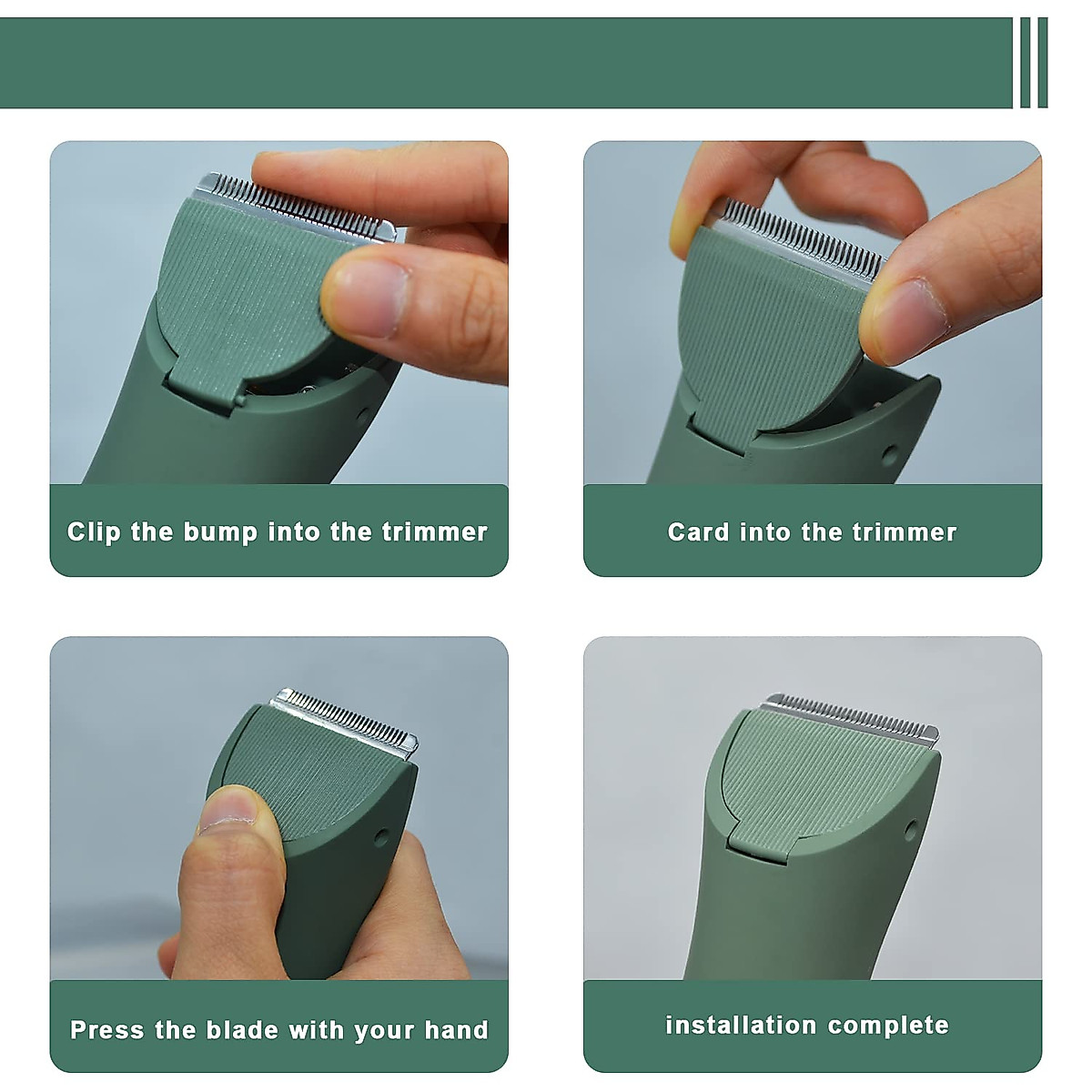 Audoc 2pcs Replacement Blades for Meridian Trimmer,Hygienic Ceramic Hair Replacement Blades for Meridian Body Trimmer (Onyx & Sage),Green