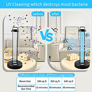 38W UV Sanitizer Light, Portable Ozone Ultraviolet Light with 3-Gear Timer and Remote Control, 110V Home Disinfection Device, 99.99% UVC Cleaning Ozone Lamp for Home, Office, Hotel, School