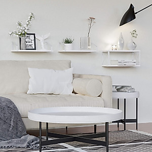 RICHER HOUSE Floating Bathroom Shelves, Bathroom Shelves Over Toilet, White Shelves for Bathroom Wall Decor, Wall Mounted Hanging Shelves for Bedroom, Kitchen Wall Storage and Organizers - White