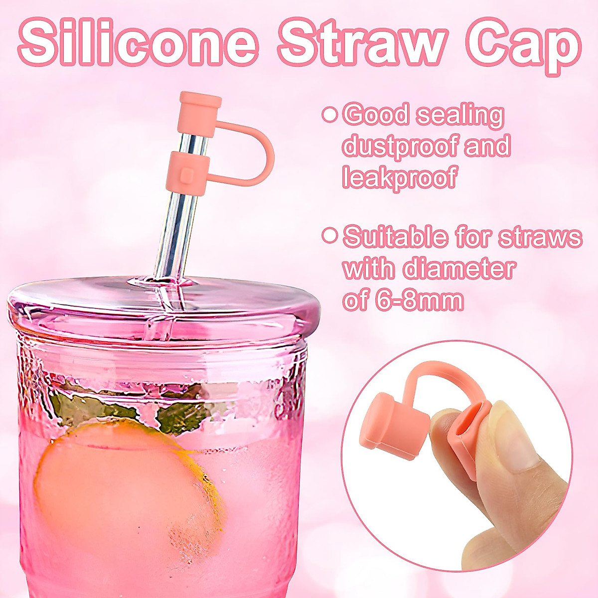 BOUBONI 10 Pieces Silicone Straw Cover Set Reusable Drinking Straw Tips Compatible with 6-8mm Straws 10 Colors Available Perfect for Traveling, Picnicking, Fitness, Party Decoration and Protection