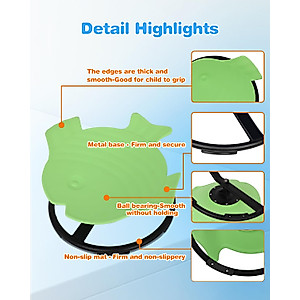 FAHKNS Spin Chair for Kids, Sensory Swivel Chair, Swivel Chair for Autism Kids Training Concentration, Outdoor and Indoor Non Slip Metal Base Sensory Chair Relieving Toddlers Sickness Symptoms