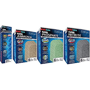 Fluval Bundle of 4 Replacement Medias for 407 Aquarium Filters: Bio-Foam, Ammonia Remover, Phosphate Remover, Nitrite Remover