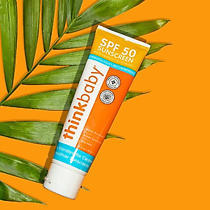 Thinkbaby SPF 50+ Baby Sunscreen – Safe, Natural Sunblock for Babies - Water Resistant Sun Cream – Broad Spectrum UVA/UVB Sun Protection – Vegan Mineral Sun Lotion, 3 Oz.