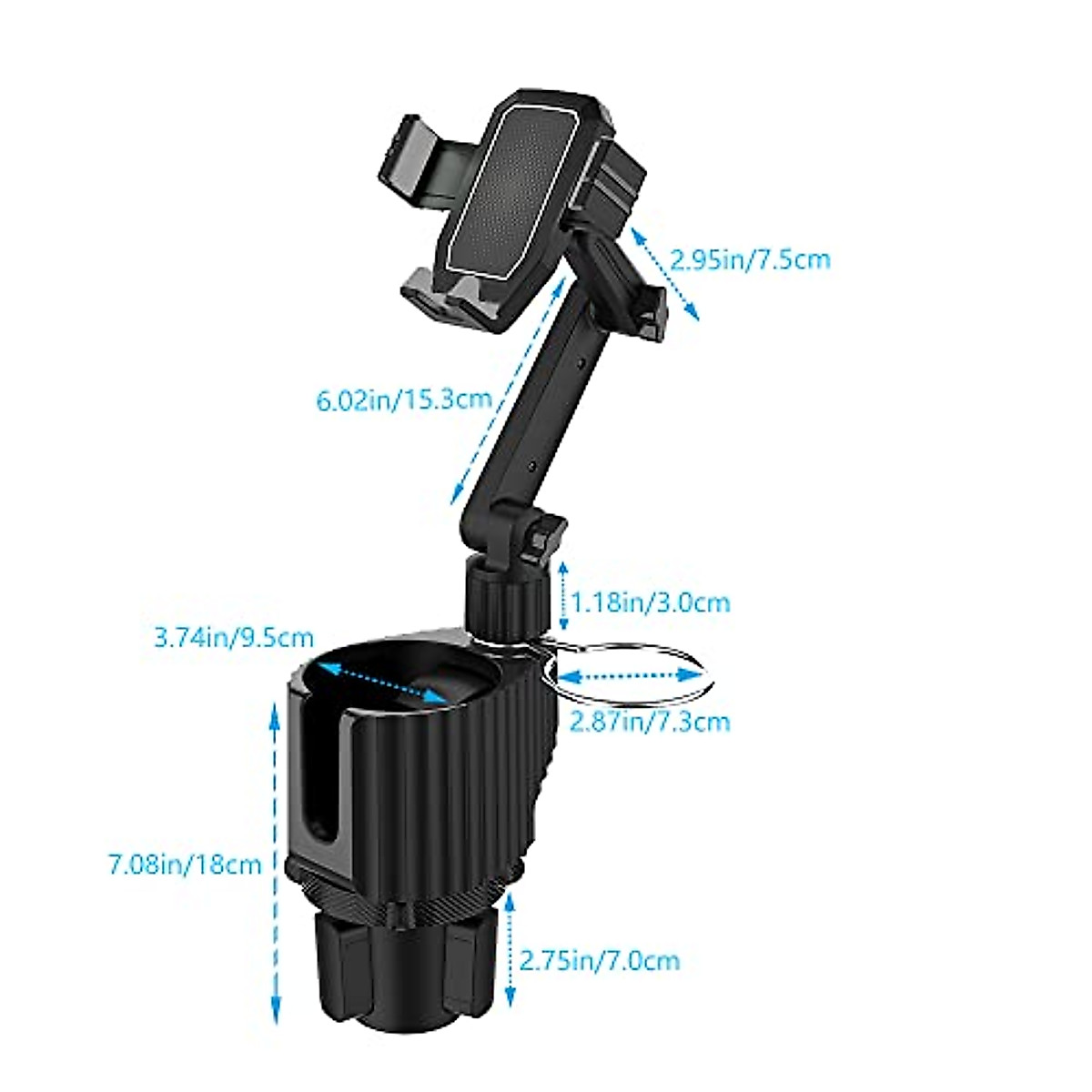 Pletmin Car Cup Holder Phone Mount: Universal Auto Cell Phone Stand with Drink Expand Cup Holder for SUV | Automobile |Compatible with iPhone & Samsung and Other Android Smartphone-Black