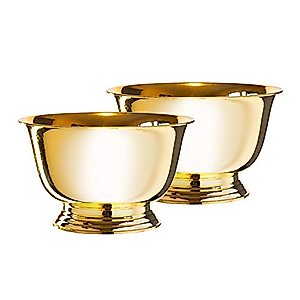 Royal Imports 8" Decorative Plastic Planter Pedestal Bowl- Flower Pot Cover, Footed Succulent Dish for Wedding, Party, Garden, Home and Holiday Decor, Gold, 2 Pack