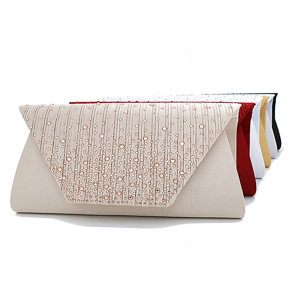 JIAJIA 265 Women's Purses Handbags Envelope Clutch Crossbody Bags Classic Rhinestone Shoulder Evening Bag,Apricot