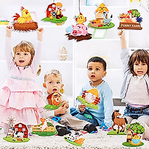 MWOOT 45 Pcs Farm Animals Cutout Double Sided Printing Cardboard Cutting,Paper Cut Bulletin Board Set with Glue Point Dots,Creative Cardstock for Kid Classroom Barnyard Party decor (15 Styles,15x15cm)