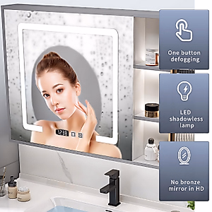 ZGNBSD Floating Bathroom Vanity with Sink - Modern Bathroom Vanity Contains Smart LED Defog Mirror | Solid Wood Freestanding Bathroom Vanity (White, 44'')