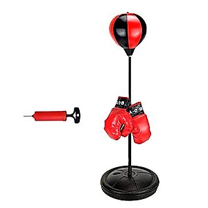 PINGPING - Bag Punching for Kids with Gloves Punching Sport Ball Set Boxing Adjustable Novelty Funny Toy Rocking Chair for Babies (red, One Size)