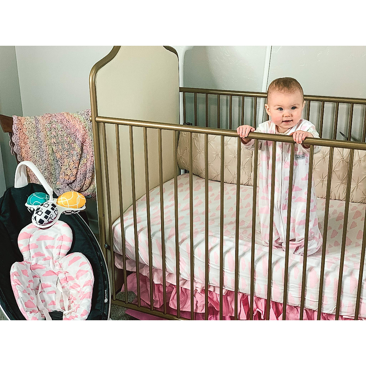 BaeBae Goods Fitted Baby Crib Sheets for Girls, 3 Pack, Soft and Breathable Jersey Cotton, Pink and White, Cute Girly Nursery Mattress Bedding, Universal Fit