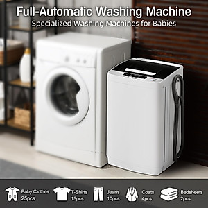 Kasunpul 0.9cu.ft Full Automatic Washer, Small Portable Washing Machine with 10 Wash Programs, Built-in Drain Pump and LED Display, Compact Laundry Washer Spinner for Apartment, RV, Dorm