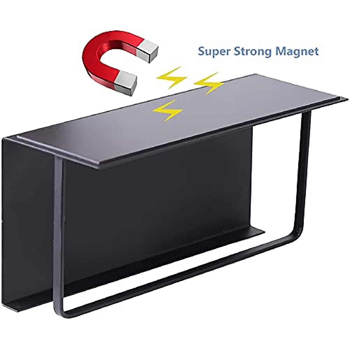 FEULAM Magnetic Spice Rack Organizer, Magnetic Shelf For Refrigerator, Magnetic Spice Rack For Refrigerator With 2 Hooks, Space Saving Magnetic Fridge Spice Rack Black