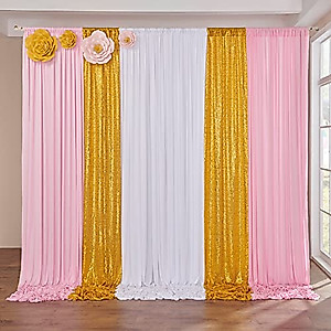 4ft x 10ft Gold Sequin Backdrop Curtain fpr Party, Not See Through Gold Backdrop Drapes for Wedding Party Photography Home Decoration
