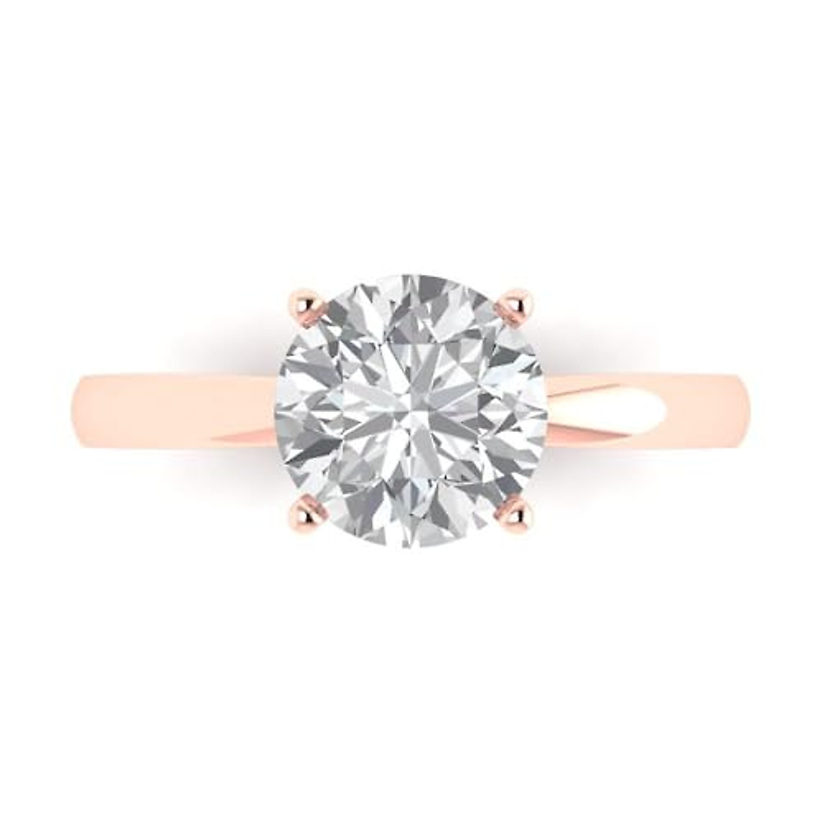 Clara Pucci 2.0 ct Round Cut Solitaire Moissanite Engagement Wedding Bridal Promise Anniversary Ring in 18K Rose Gold Size 8.75