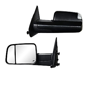 AERDM New Towing Mirrors Compatible with 2002-2008 Dodge Ram 1500 for 2003-2009 Dodge Ram 2500 3500 Pickup Truck Power Heated Side View Pair Set Black Flip-Up Side Mirror