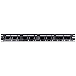 TRENDnet 24-Port Cat5-5e RJ-45 UTP Unshielded Patch Panel, Wallmount or Rackmount, 100Mhz, Color-Coded Labeling, Cat5,Cat5e,Cat4,Cat3 Compatible, 1U Rackmount, Black, TC-P24C5E