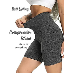 OQQ Women's 3 Piece High Waist Workout Shorts Butt Lifting Tummy Control Ruched Booty Smile Yoga Short Pants Black Grey Avocadogreen