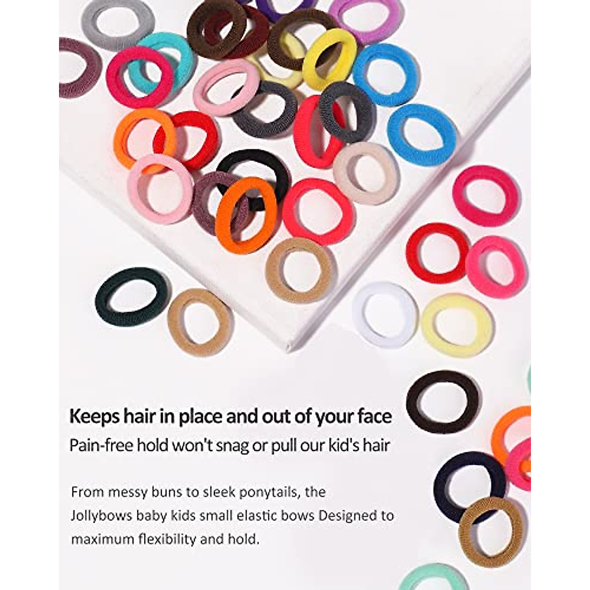 Jollybows 300pcs Baby Hair Ties Girls Elastic Hair Accessories Small Nylon Hair Bands for Toddler Infant Ponytail Holders 1" 30 Colors Mini Kids Hairband