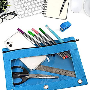 Gloween 6 Pack Binder Pencil Pouches for 3-Ring Notebook Binder, Fabric Pencil Pouches Cases Pockets Bags for Home/Office/School Supplies…