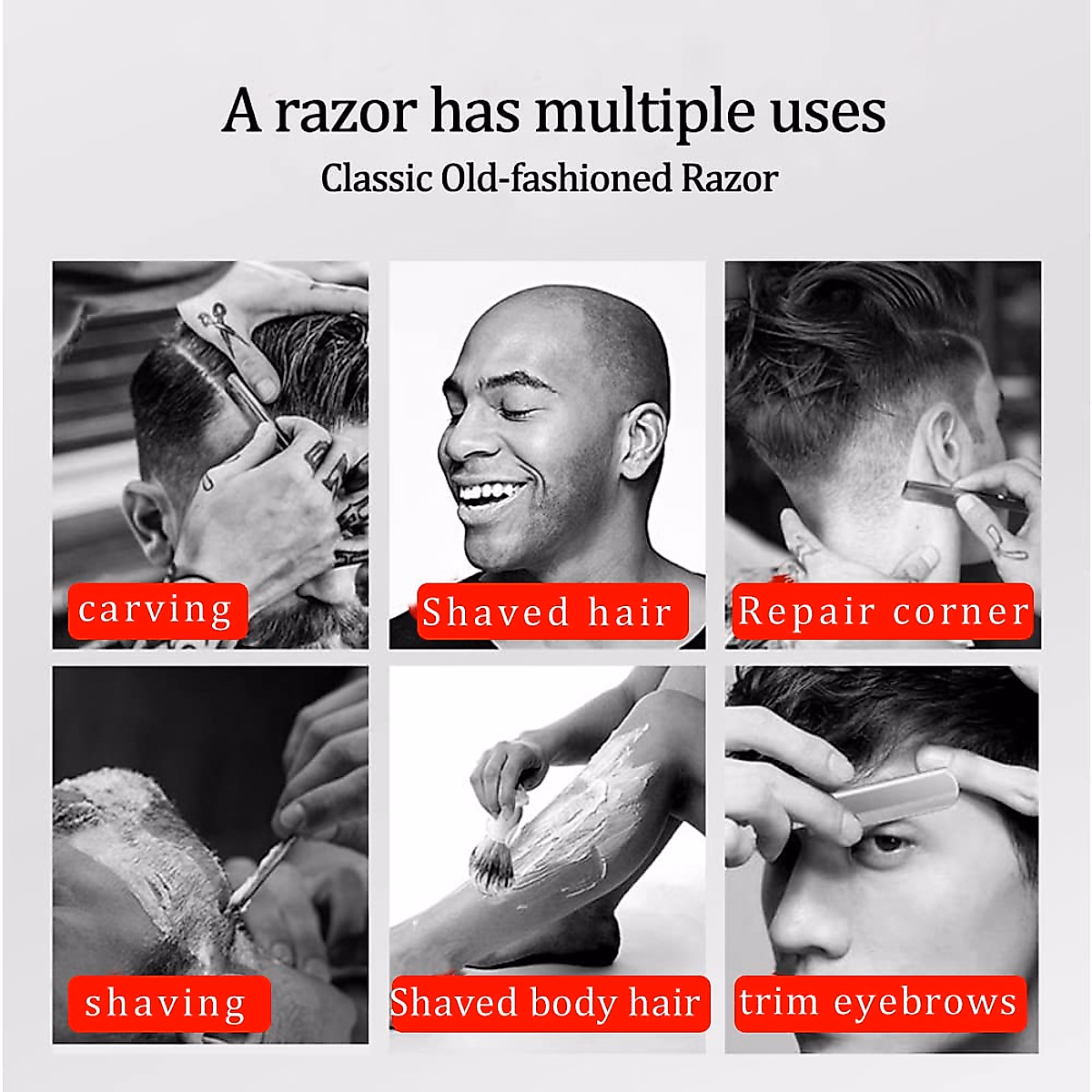 Professional Straight Edge Razor with 100 Single Straight Razor Blades-Barber Straight Razor-Close Shaving Men's Manual Shaver-Disposable Straight Razor Blades-Straight Razor Kit