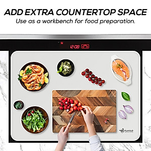 FLASLD Heat Resistant Stove Top Covers for Electric Stove, Fireproof & Waterproof Electric Stove Cover, Glass Stove Top Protector for Prevent Scratches, White-21×29.5 inch