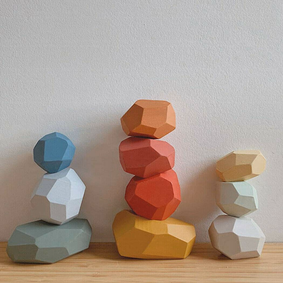 moderngenic Wooden Balancing Stacking Stones, 36pcs Wood Rocks, Building Blocks Set, Sorting and Stacking Games, Lightweight Natural Colorful Toys, Preschool Learning Educational Puzzle Toy