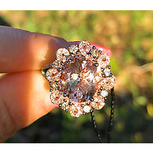 LEVIAN Ring Peach Morganite Chocolate and Vanilla Diamond 3.21 cttw 14K Rose Gold Size 7 NEW