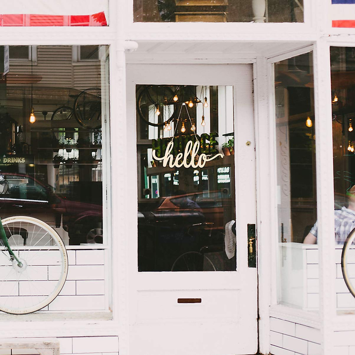 Vosarea Hello Wood Sign Cutout Hello Wooden Letter Sign DIY Block Words Sign for Wreath Home Door Wall Decor Art Decoration (35x14x0.5cm)