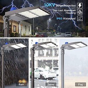 HYPERLITE 4Pack Parking Lot Light 300W and 1Pack Double Bullhorn Bracket