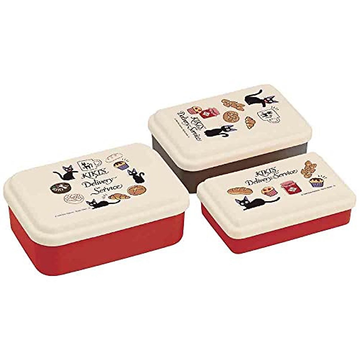 Kiki's Delivery Service Food Storage Container with Lids 3pc Set - Authentic Japanese Design - Durable, Dishwasher Safe - Bakery