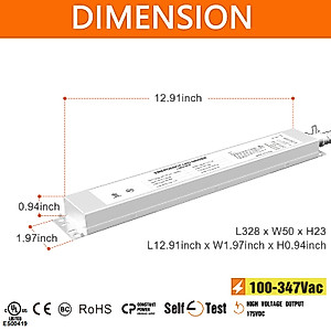 20W LED Emergency Light Driver 100-347V AC,175V DC,Rechargeable Emergency Driver Backup Battery, Over 90 Mins Emergency Time,for LED troffer, Linear Light,UL Listed 5-Year Warranty (1-Pack)